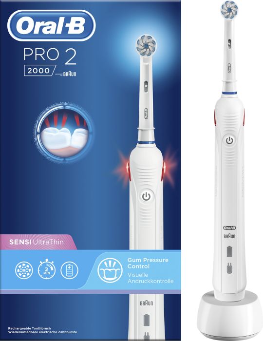 Braun Zahnburste Oral B PRO 2 2000 Sensi UltraThin schwarz Zahnbursten Korperpflege Haushalt Innet24